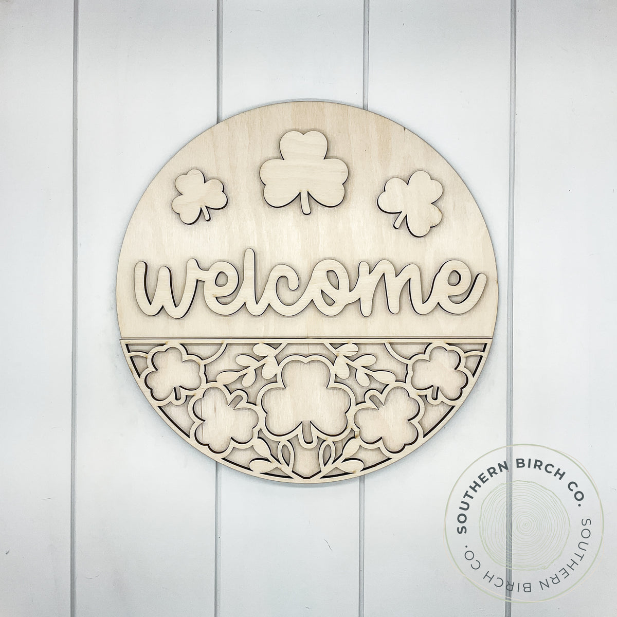 Welcome 3D Round Blank (Shamrocks) | Southern Birch Company