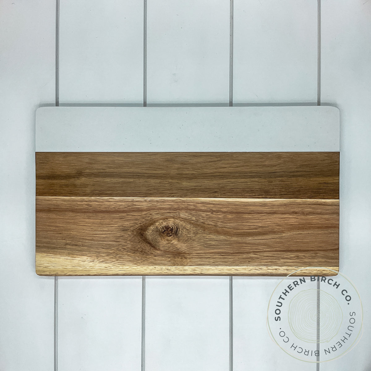 Marble and Acacia Wood Rectangular Cutting Board (Large White ...