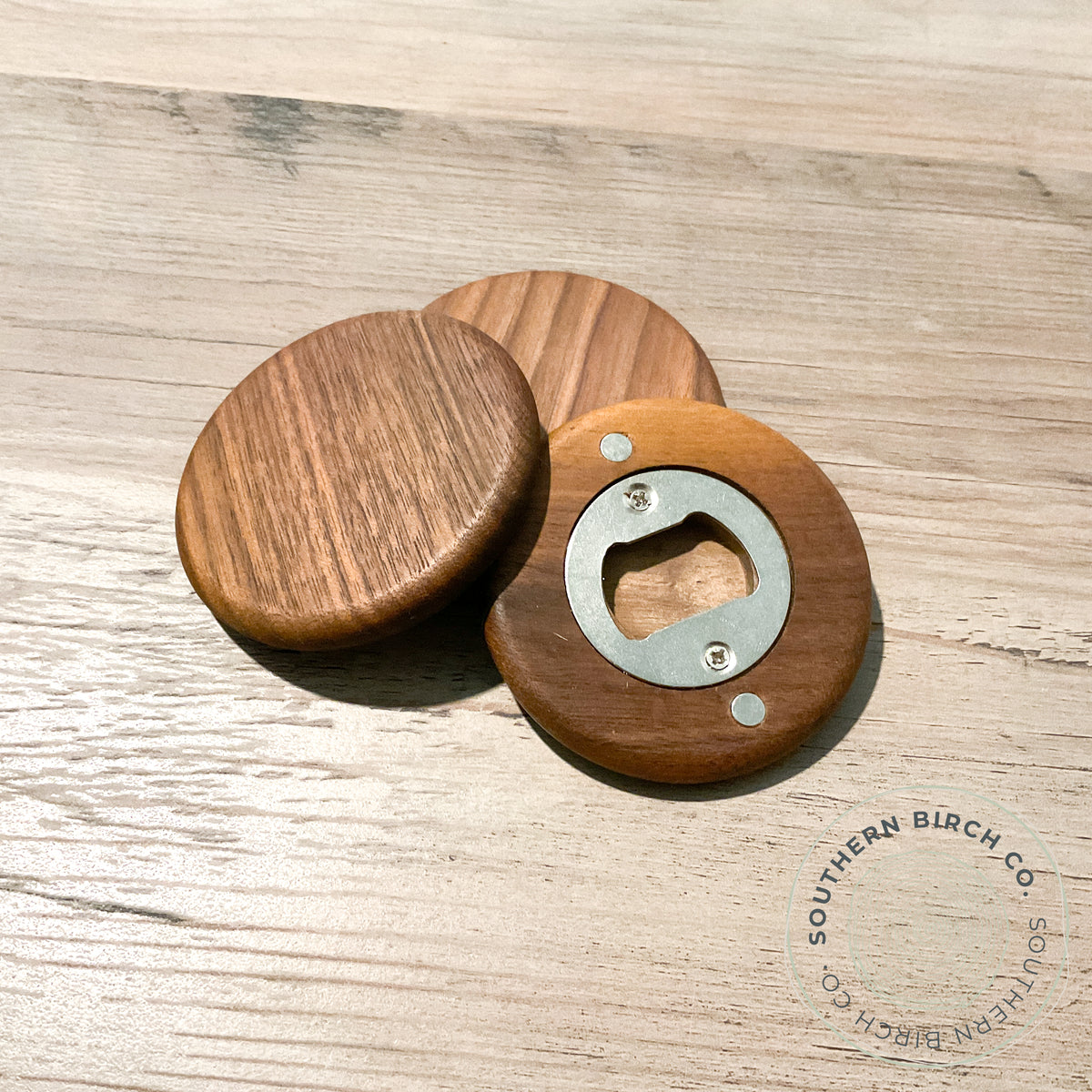 Walnut Wood Bottle Opener (Round) | Southern Birch Company