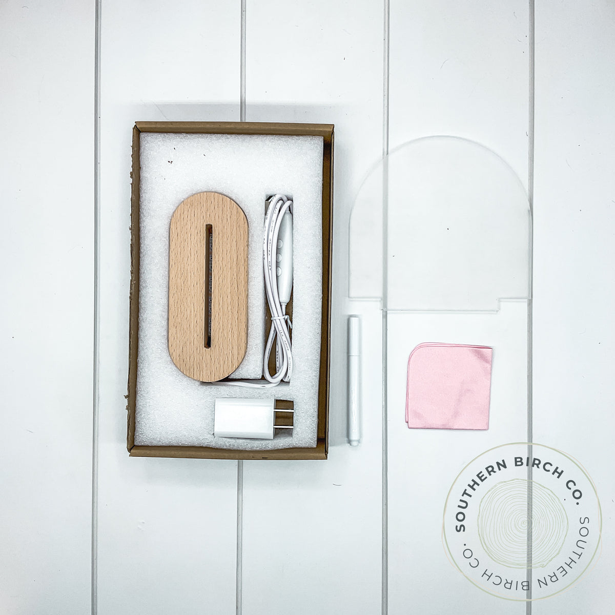 Wooden LED Light Base with Round Acrylic (Oval Base) | Southern Birch ...